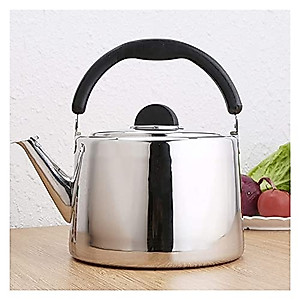 XENITE Classic Kettle Stove Top Whistling Kettle Food-Grade Stainless Steel Teapot Whistle Teapot Ergonomic Suitable for Various Stoves Camping Kettle Teapots (Color : Silver, Size : 5L)