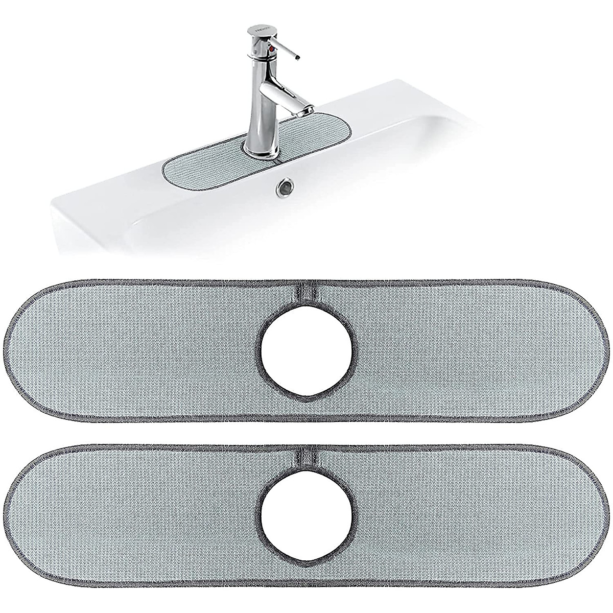 Kitchen Faucet Absorbent Mat,Sink Splash Guard, Water Drying Pads Behind Faucet for Kitchen, Bathroom, RV, Water Stains Preventer (18X3.9)