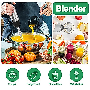 Blackcow Immersion Hand Blender,800W 5-in-1 Hand Blender Electric 12-Speed with Turbo Mode,Handheld Blender Stick with Titanium Stainless Steel Blades for Soup, Smoothie, Puree, Baby Food
