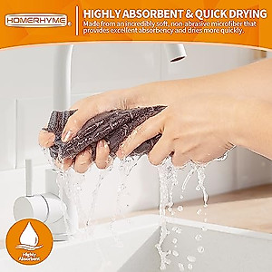 HOMERHYME Kitchen Towels, 8 Pack Microfiber Dish Towels Kitchen Washcloth, 270 GSM Grey All-Purpose Quick Dry Reusable Lint Free & Super Absorbent Tea Towels for Kitchen, Bar, Shop & Hotel 25'' x 15''