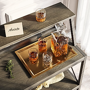 Bestier Bar Table with Storage Coffee Bar Cabinets for Liquor and Glasses, Wine Rack Freestanding Floor with Glass Holder for Home Kitchen Dining Room Basement, Gray