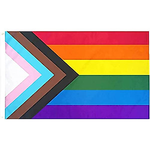 Progress Pride Rainbow Flag 3x5 ft LGBTQ Gay Pride Flags All Inlcusive Progressive Bisexual Non Binary Lesbian Transgender Flag Indoor Outdoor Wall