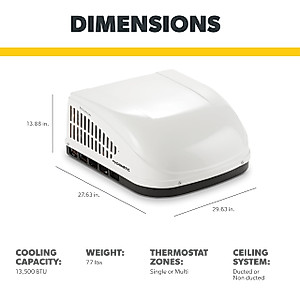 Dometic Brisk II | 13.5K BTU Air Conditioner | White | Standard Height | 9105304463 | Ducted or Non- Ducted | Quiet AC | Easy Install | Ideal For Campers, Vans, RV or Trailers | Lightweight