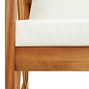 Tidyard Garden Bench with White Cushion and Pillow Acacia Wood Porch Chair Wooden Outdoor Bench for Backyard, Porch, Park, Lawn 46.9 x 26.4 x 32.7 in