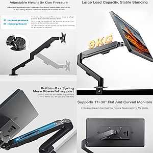 XYGStudy Gas Spring Monitor Stand Arm for 17~30 Inch Display Monitor Screen LCD Free Height Adjustment Support Multi-Angle Rotation and Expansion