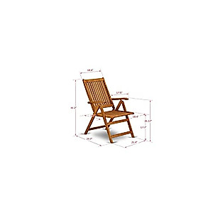 East West Furniture BCNC5NA Outdoor Folding arm Chair, Natural Oil