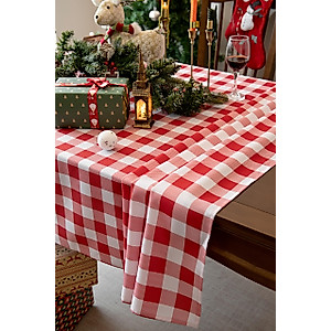 Essifunia Waterproof Checkered Tablecloth Fabric - Rectangle 58x84 Inch Classic Gingham Buffalo Plaid Table Cloth for Indoor/Outdoor Use - Washable Table Cover for Kitchen, BBQs, and Parties