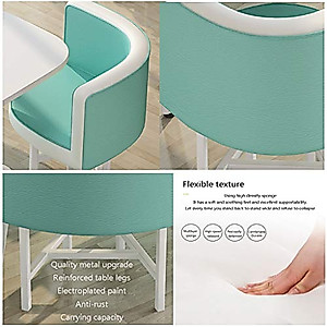 Reception Tables and Chairs Home Kitchen Leisure Table 80cm Marble Round Table Nordic 1 Table and 4 Chairs Vintage Leather Lounge Chair Office Reception Room Negotiating Table Cafe Library Lounge ( Co