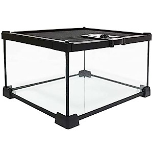 kathson Mini Reptile Glass Terrarium Tank 12"x8"x6" Amphibians Habitat Cage Full View Visually Appealing Sliding Screen Top for Bearded Dragons Lizards Geckos Hermit Crab Frog