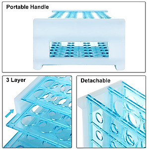 6 Pack Plastic Test Tube Rack for 15-18 mm Tubes, 40 Holes Test Tube Rack Holder, Science Test Tube Stand, Lab Tube Rack for for Scientific Experiment, Lab Sample Vials, Laboratory (Detachable)
