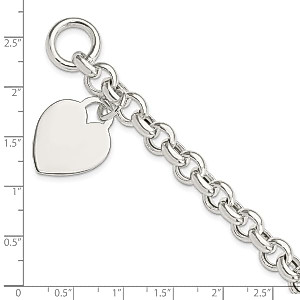 IceCarats 925 Sterling Silver Engraveable Heart Love Toggle Chain Charm Bracelet