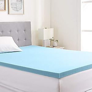Amazon Basics Queen Mattress Topper, Cooling Gel-Infused, CertiPUR-US Certified, 2 Inches, Blue