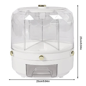 BuYouZaiLaa 6 Grids Grain Dispenser Rotatable Sealed Rice Food Dispenser Storage Bucket for Coffee Beans Dog Food Grains Dispenser White