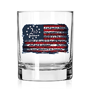 Lucky Shot - 2ND Amendment to The Constitution with USA Flag Whiskey Glass | Second Amendment Gifts For Him Whiskey Glass | Old Fashioned Independence Day Gift Glasses (11 oz)