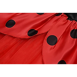 ReliParty Ladybug Dress for Girls with Mask and Bag Costume for Kids Dress Up Costume Birthday Halloween Christmas,10-12/150