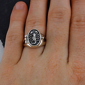 FashionJunkie4Life Sterling Silver Scorpion Poison Ring, Pillbox Rings, Sizes 7-9 (7)