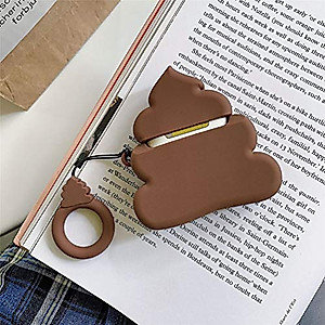 Airpods Case,3D Funny Stool Soft Silicone Air pod Funny Cover,Fun Cool Adorable Keychain Design Skin,Airpods Cases Poop for Girls Kids Teens Boys Airpods 1&2 (Brown)