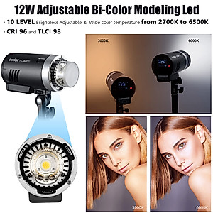 GODOX AD300Pro Outdoor Flash Strobe Monolight, 300Ws 2.4G TTL HSS 1/8000s Portable Flash Speedlight with Bi-Color Modeling Lamp and Recharagable Lithium Battery for Photography Outdoor Shooting