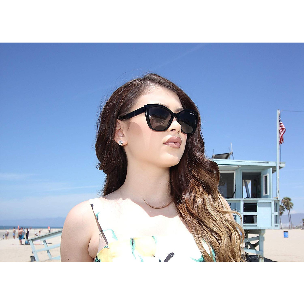 Be One Women Cat Eye Fashion Sunglasses - Polarized UV400 Classic Retro C1 Black Frame + Black Lens