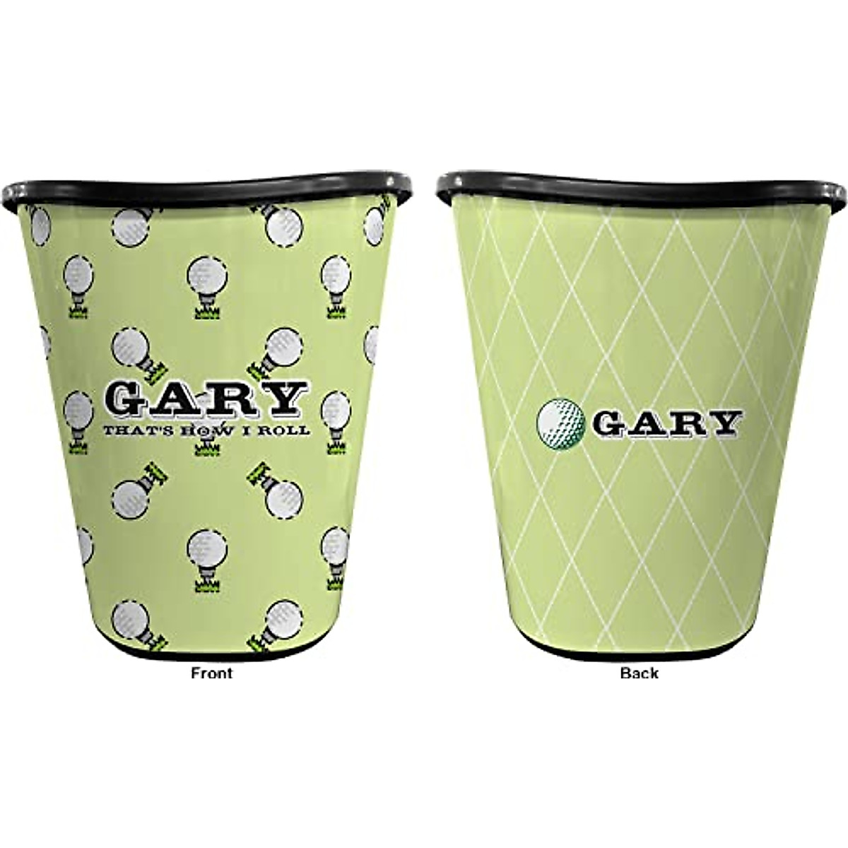 YouCustomizeIt Golf Waste Basket - Double Sided (Black) (Personalized)