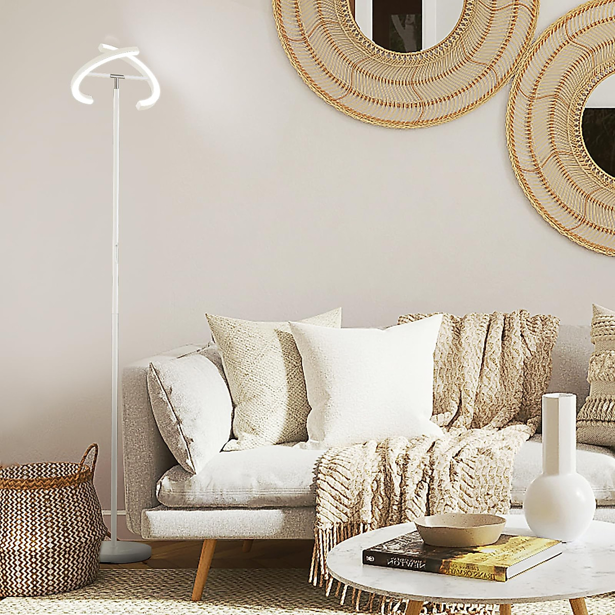 FIMEI Split Floor Lamp, Modern Bright LED Rotatable Floor Lamp with Reading Light for Home, Standing Lamp with Stepless Dimming and 3000K-6000K Color Temperature, Touch and Remote Control-Black