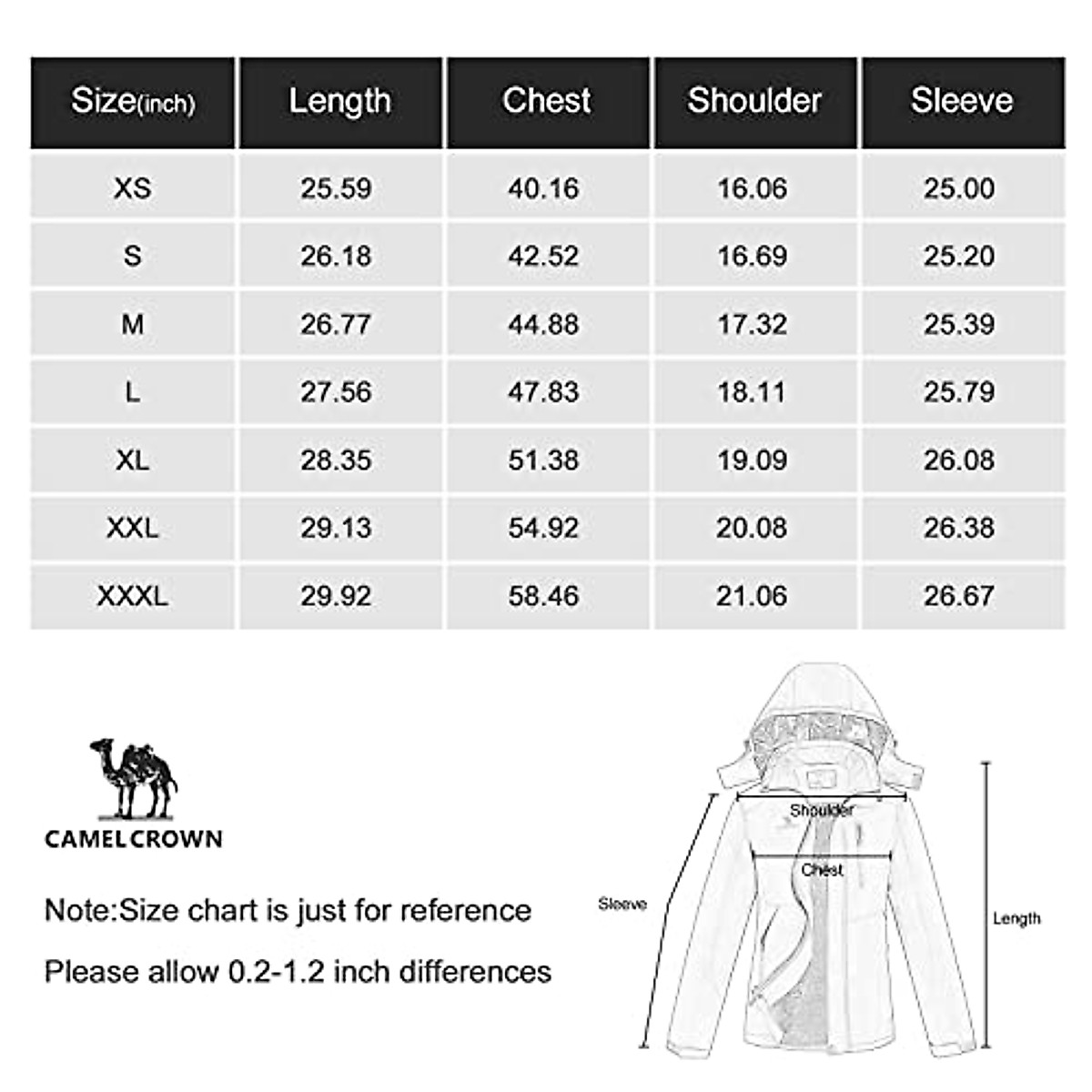CAMEL Women's Warm Winter Ski Jackets Waterproof Snow Coat with Hood Mountain Windproof Rain Jacket