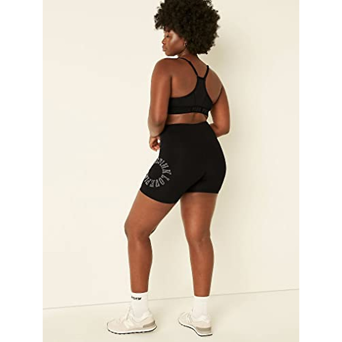 Victoria's Secret Pink 6" Cotton High Waist Biker Shorts, Black, X-Large