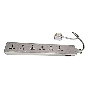 Wonpro WES4-D107 Universal Power Strip 6-Outlet Surge Protector, 110V - 220V/250V