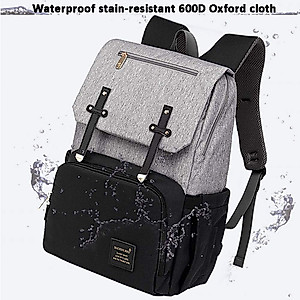 Mummy Diaper Bag Backpack Multi-Function Waterproof Travel Nappy Bags for Baby Care, Large Capacity, Stylish and Durable, USB Charging Port for Bottle Warmer, Black-Grey