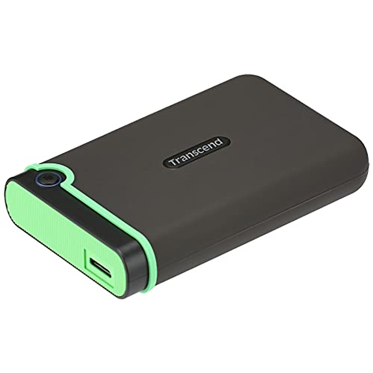 Transcend 4TB SJ25M3, USB 3.1 Portable Hard Drive Rugged, Anti-Shock Resistant, Compact and Lightweight with Lightning-Fast Speeds, One Touch Backup Button, Iron Grey - TS4TSJ25M3S