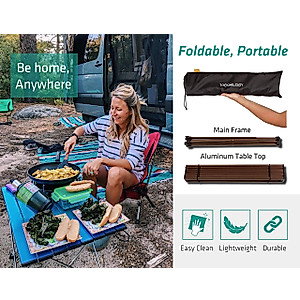 TREKOLOGY Medium Aluminum Camping Table Brown Foldable Portable