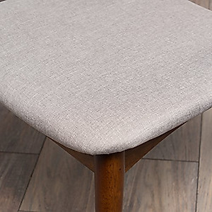 Christopher Knight Home Barron Fabric with Walnut Finish Dining Chairs, 2-Pcs Set, Light Grey / Walnut