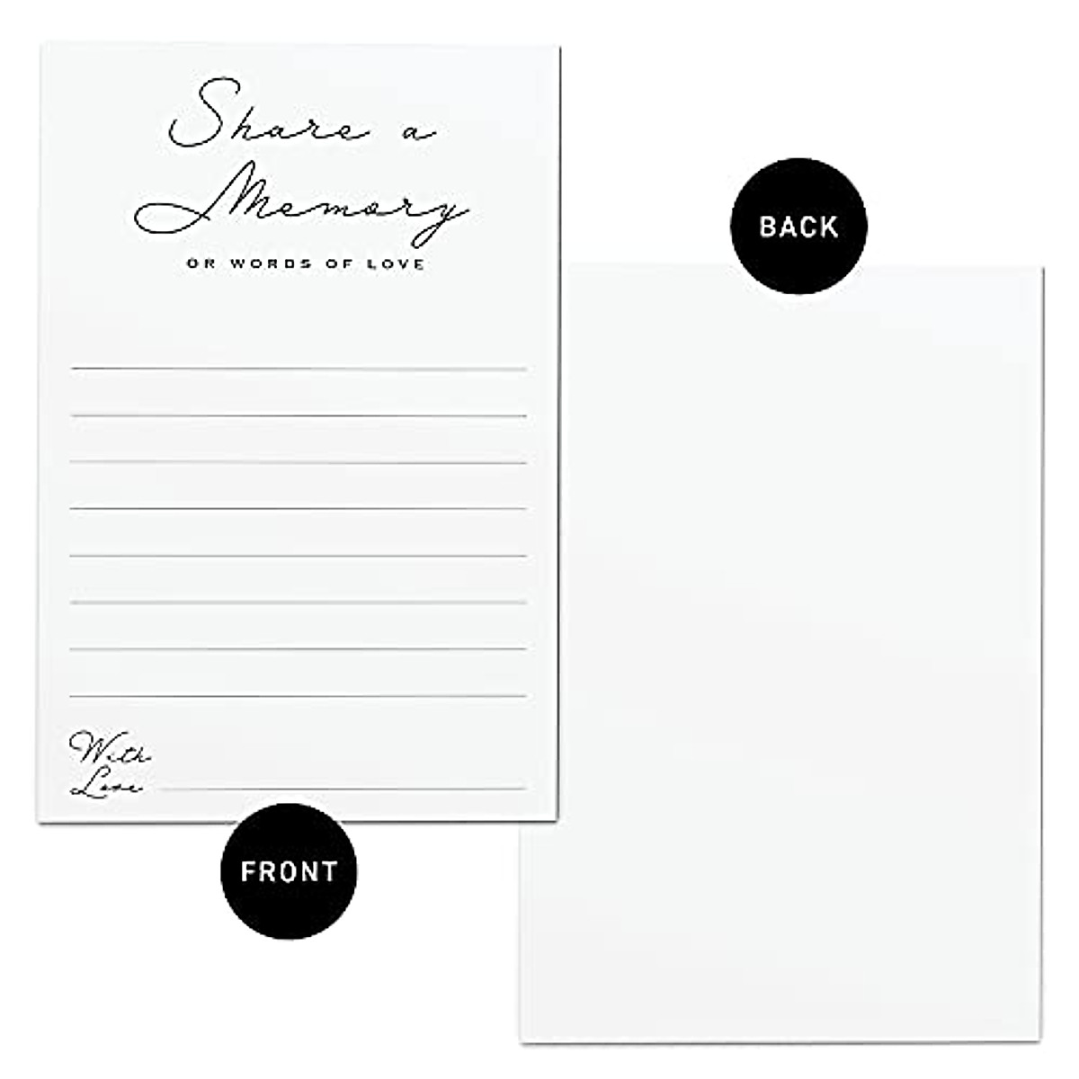 Share a Memory Cards - Minimalist Well Wishes Card - 4 x 6 - Set of 50 - for Celebration of Life, Weddings, Anniversaries, Memorials, Funerals, Birthdays, Graduation, Retirement, Going Away