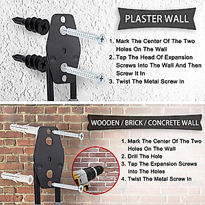 JUXYES Pack of 2 Wall Mounted Garden Hose Holder, Heavy Duty Water Hose Storage Organizer Pipe Reel Holder Hanger, Car Hose and Cord Hanger Bracket Bracing with Screws and Expansion Bolt (Gray)