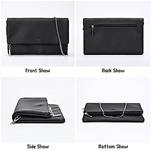 GM LIKKIE Clutch Purse for Women, Large Envelope Clutch HandBag, Crossbody Foldover PU Leather Clutches bag (Black)