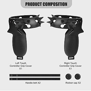 MASiKEN Controller Grips Cover with Face Cover for Meta Oculus Quest 2, Anti-Throw Grips Cover with Adjustable Wrist Strap and Sweatproof Silicone Face Pad, Quest 2 Accessories Kit (Mix Blue)