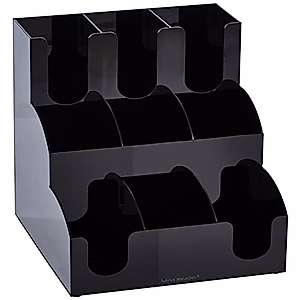 Mind Reader 9 Compartment Coffee Condiment and Accessories Organizer, Black