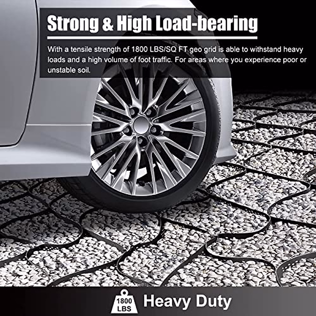 2" Thick Gravel Ground Grid 16.5ft x 33ft - Geo Grid Driveway Stabilization Grids, Gravel Retainer Grid 1885 LBS Per Sq ft, Geocell Geogrid for Walkway Driving RV Parking Slopes and Garden