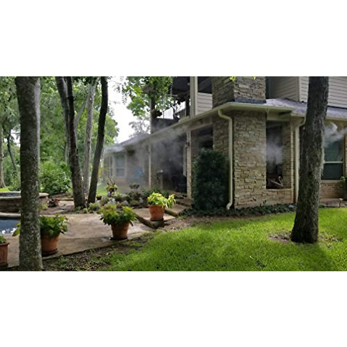 mistcooling Patio Misting System-Patio Misting Kit Assembly - Make Your own Misting System - Easy to Build and Install - 5 Minute Installation (48Ft 12 Nozzles)