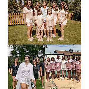 SWOMOG Women's Satin Pajamas Short Sleeve Sleepwear Soft Silk Button Down Loungewear Silky PJs Shorts Set White