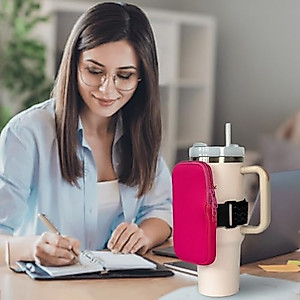 Water Bottle Pouch for Stanley, Water Bottle Accessories, Stanley Fanny Pack, Stanley Tumbler Accessories, Stanley Cup Pouch, Gym Accessories for Women, Stanley 40oz Accessories - Hot Pink