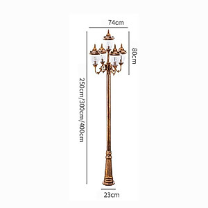 Retro Aluminum Pole Light 5 LED Post Light Outdoor Die-cast Light High Pole Courtyard Lamp European Garden Villa Community Street Lamp Lighting Waterproof Landscape Lamp