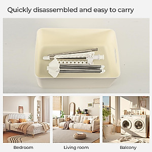 RudyHousee Clothes Drying Rack, 72 Inch Tripod Laundry Drying Rack 2 Tier, Folding Steamer Stand, Garment Rack for Hangers, for Saving Sapce, Clothes Storage, Metal Frame, Indoor Outdoor, White