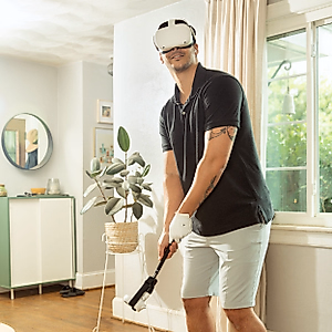 GimmeVR VR Golf Club Handle Accessory Compatible with Oculus Quest 2 and Rift S, Realistic Grip Handle Attachment with Weighted Balance, Golfing Game Extension Adapter