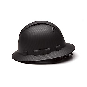 Pyramex Ridgeline Full Brim Hard Hat, Vented, 4-Point Ratchet Suspension, Matte Black Graphite Pattern