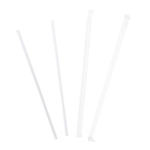 AmerCare 9 Inch Jumbo Clear Paper Wrapped Straws, Case of 12,000