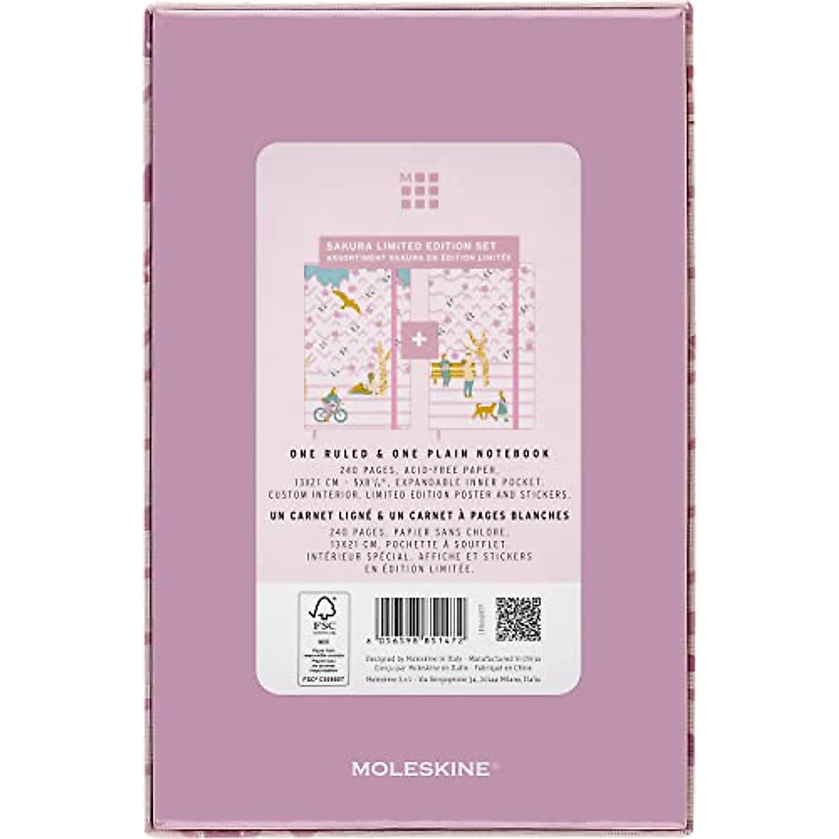 Moleskine Limited Edition Sakura Notebook, Hard Cover, Large (5" x 8.25"), Ruled/Lined & Plain/Blank, Bundle Collector's Box