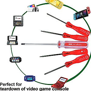 SKZIRI 5in1 Triwing Screwdriver Set Y1.5 2.5 3.0 3 point Screwdriver and Phillips PH00 PH000 Screwdriver Repair Tool Kit for Switch Lite Joycon Wii DS Lite DSi 3D S GBA SP NDS