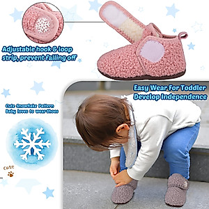 Charrost Baby Infant Boy Girls 03 6 12 18 months First Walking Shoes Size 3 Toddler Soft Sole Non Slip Lightweight Slip on Wide Sock fleece Booties Casual 2 Tiny Feet House Slipper indoor(Pink,14 3T