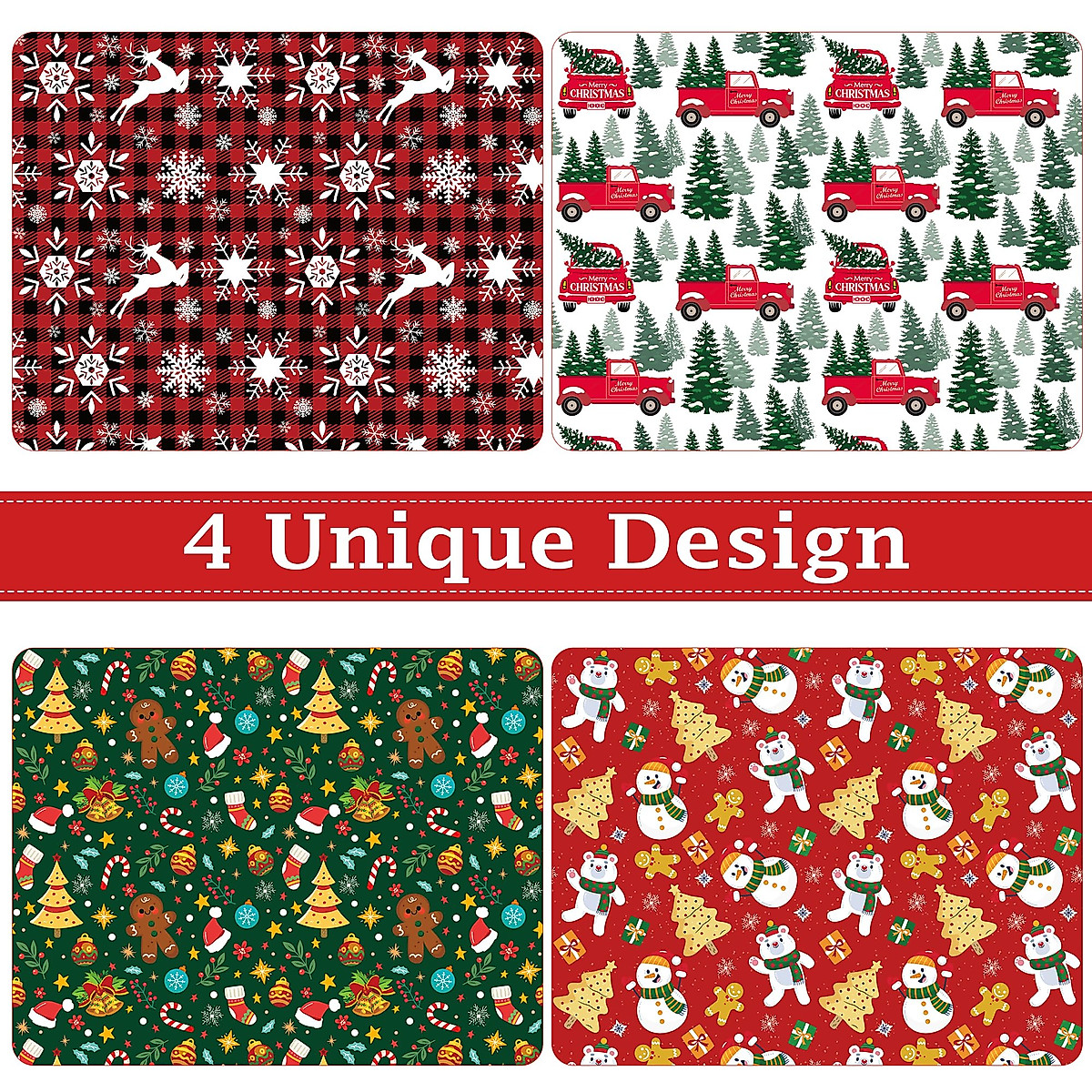 OHOME Christmas Wrapping Paper - Jumbo Sheets - Christmas Decorations | Christmas Gift Bags | Red, Green and White Christmas Tissue Paper - Gifts for Kids Men Women | Xmas Party Favors,29" x 42"